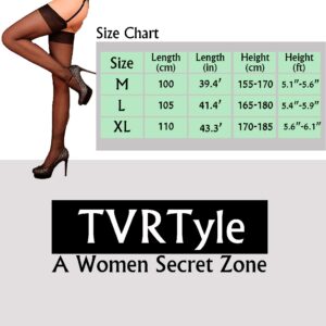 TVRtyle Women’s 10 Denier Vintage Thigh High See Through Non-stretch RHT Silk Stocking 928 (Large)