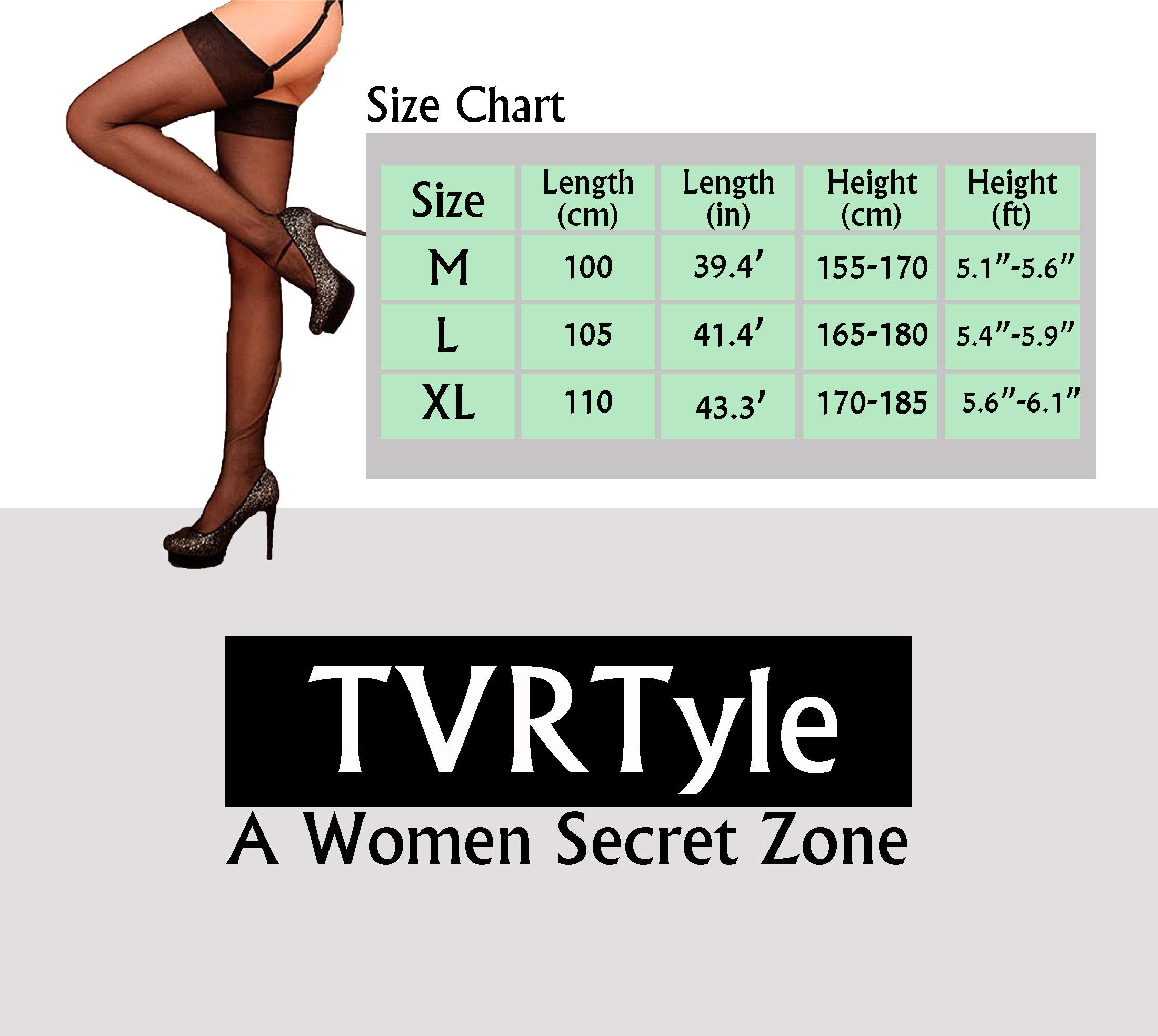 TVRtyle Women’s 10 Denier Vintage Thigh High See Through Non-stretch RHT Silk Stocking 928 (Large)