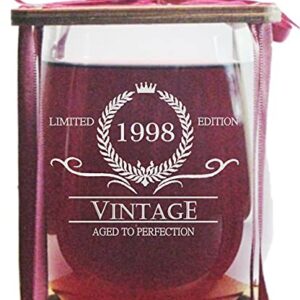 Orange Kat Vintage 1998 Limited Edition - Aged To Perfection Stemless Wine Glass and Presentation Packaging