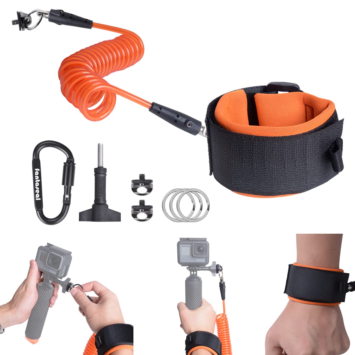 Steel-cored Waterproof Action Camera Anti-Loose Dive Wrist Strap, Diving Surfing Snorkeling Drifting Safety Wire Rope Tether for GoPro Sony Olympus DJI Sports Motion Camcorder Underwater Photography