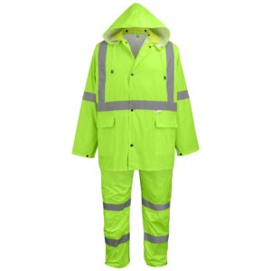 global glove - glo-8000-l glo-8000 - frogwear hv - 3-piece high-visibility rain suit - large