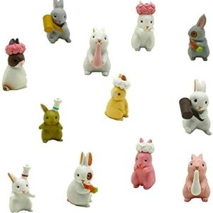 Hvogvok Rabbit Doll, Rabbit Toy, Rabbit Character Set, Fairy Tale Garden Decoration, Cake Topper Decoration/12-Piece Set