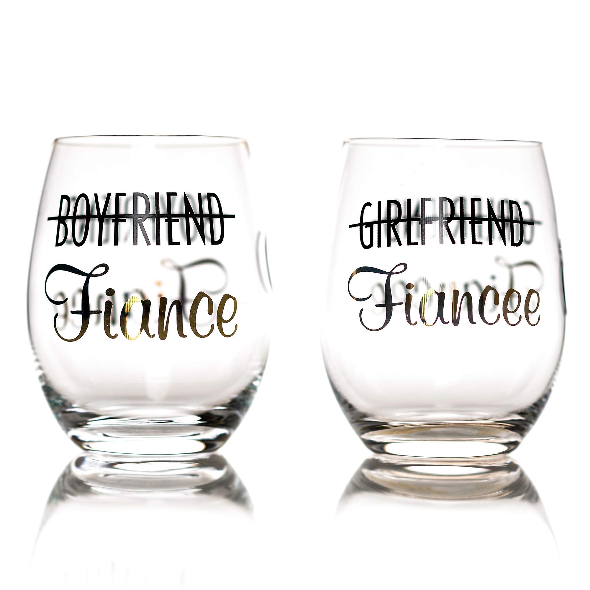 Greenline Goods – Toasting Glasses for Bride and Groom (Set of Two)| Stemless Wine Glasses | Engagement Bachlorette Gifts for Bride