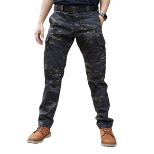 IDOGEAR GL Tactical Pants Multi-camo Combat Pants for Airsoft Military Hunting Paintball Outdoor Sports Slim Fit Style (B:Multi-camo Black, 32W x 32L)