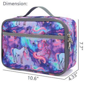 FlowFly Kids Lunch box Insulated Soft Bag Mini Cooler Back to School Thermal Meal Tote Kit for Girls, Boys, Unicorn#2