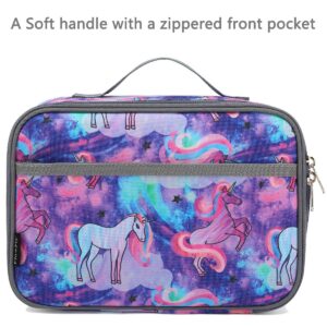 FlowFly Kids Lunch box Insulated Soft Bag Mini Cooler Back to School Thermal Meal Tote Kit for Girls, Boys, Unicorn#2