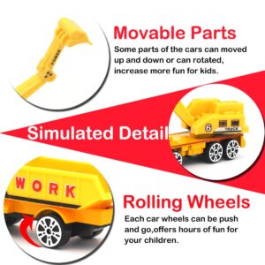 YIMORE Alloy Engineering Truck Mini Pocket Size Construction Models Play Vehicles Toy for Kids Party Favors Cake Decorations Topper Birthday Gift, 6Pcs Set