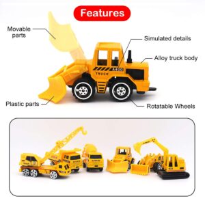 YIMORE Alloy Engineering Truck Mini Pocket Size Construction Models Play Vehicles Toy for Kids Party Favors Cake Decorations Topper Birthday Gift, 6Pcs Set