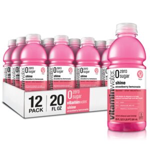 vitaminwater zero sugar shine, electrolyte enhanced water w/ vitamins, strawberry lemonade drinks, 20 fl oz, 12 pack