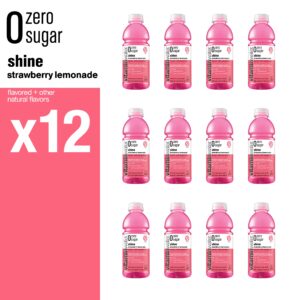 vitaminwater zero sugar shine, electrolyte enhanced water w/ vitamins, strawberry lemonade drinks, 20 fl oz, 12 Pack