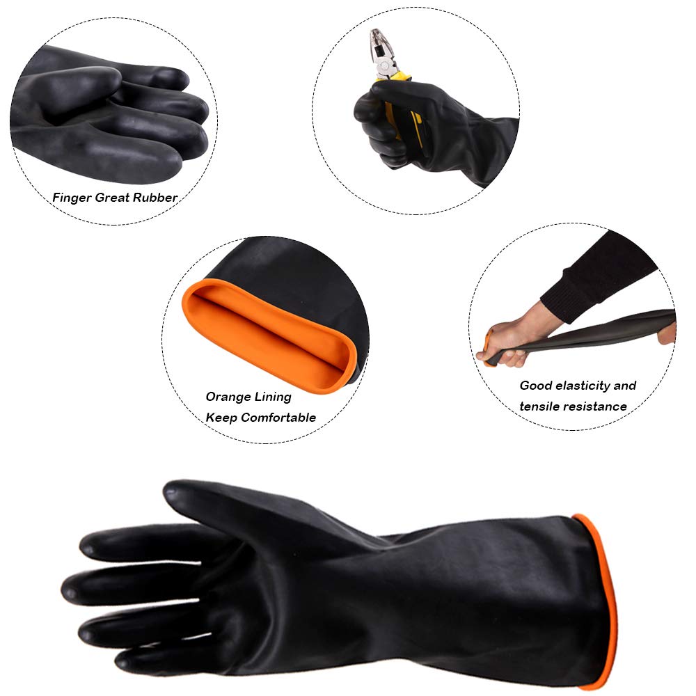 Heavy Duty PU Apron & Latex Gloves, DaKuan Waterproof Resist Strong Acid, Alkali and Oil Apron & Gloves Best for Staying Dry When Dishwashing, Lab Work, Butcher