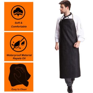 Heavy Duty PU Apron & Latex Gloves, DaKuan Waterproof Resist Strong Acid, Alkali and Oil Apron & Gloves Best for Staying Dry When Dishwashing, Lab Work, Butcher