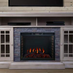 Allen Home Bennett 66 inch Freestanding Electric Fireplace TV Stand - Farmhouse Ivory, ASMM-017-2866-S404-T