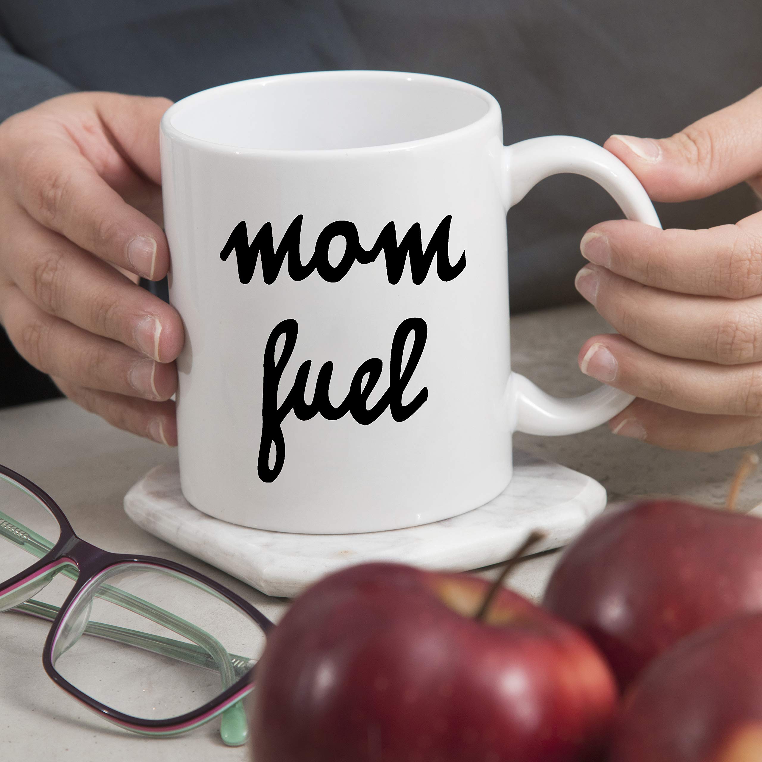 Funny Mugs, LOL Mom Fuel, Mom Juice - 11 oz Coffee Mug and 15 oz Stemless Wine Glass - New Moms, Mother's Day, and Birthdays