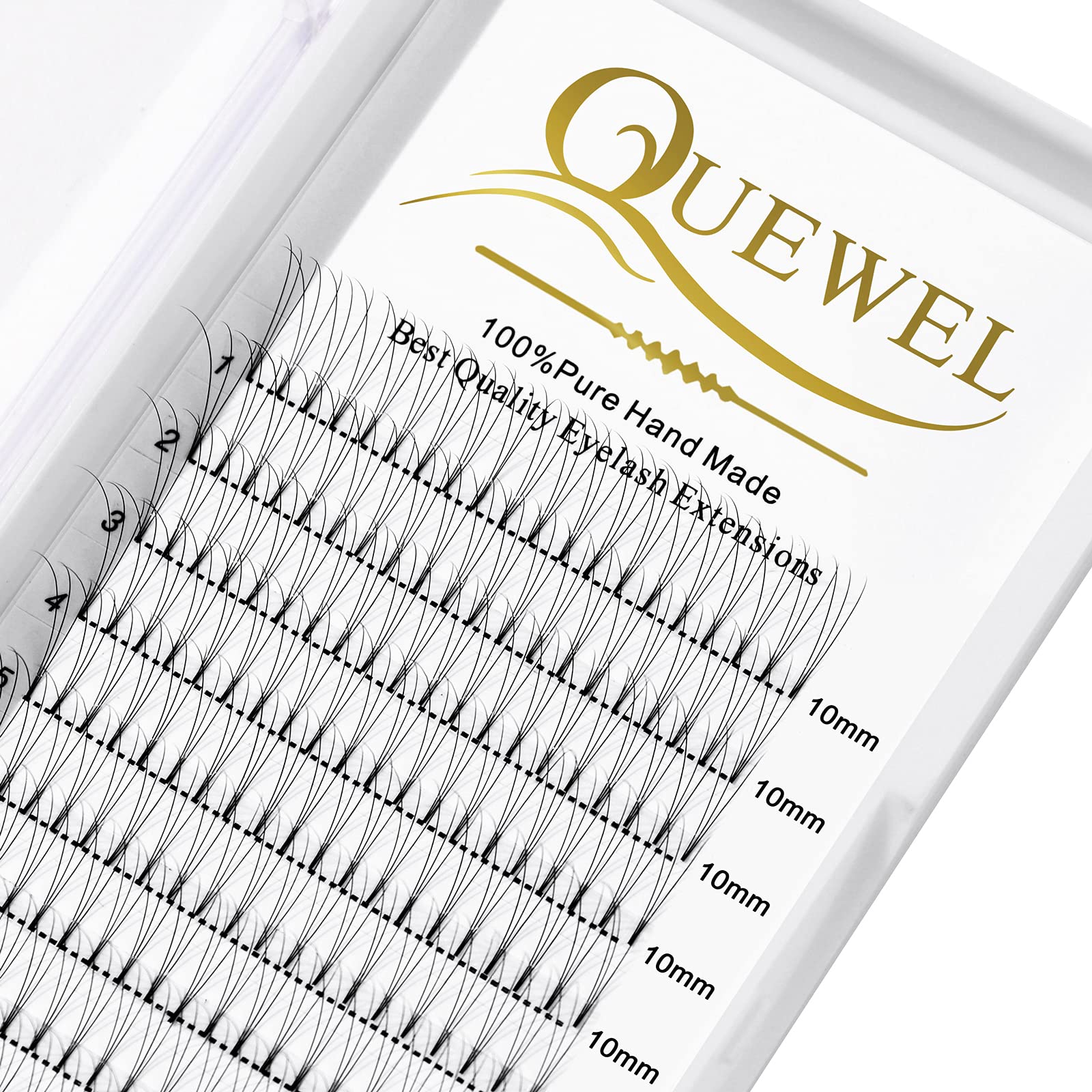 QUEWEL Volume Lash Extensions 5D 0.10mm D Curl Mix-8-15mm Short Stem Premade Fans Soft|Optinal 3D|4D|5D|6D|7D|8D 0.07/0.10mm C/D 8-20mm Mix-9-16mm 12-15mm 8-15mm|(5D 0.10D MIX8-15)