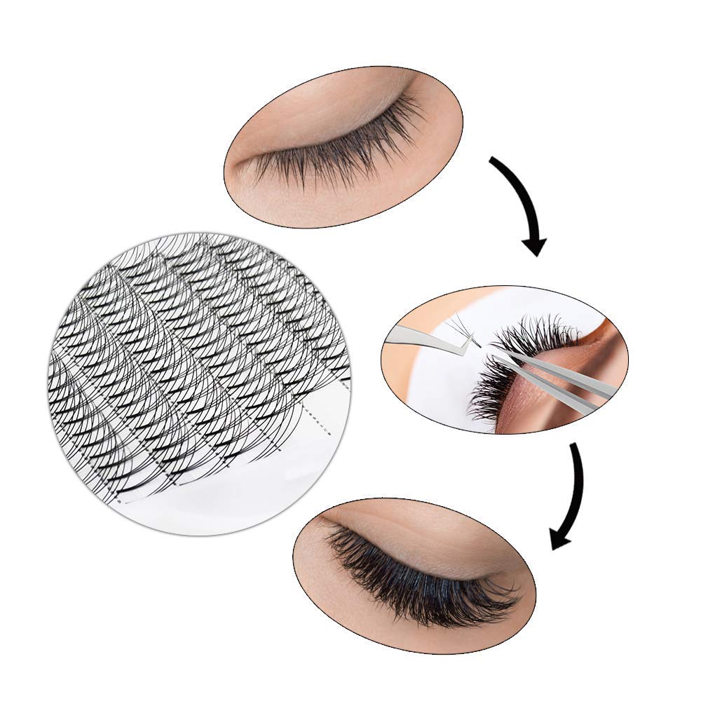 QUEWEL Volume Lash Extensions 5D 0.10mm D Curl Mix-8-15mm Short Stem Premade Fans Soft|Optinal 3D|4D|5D|6D|7D|8D 0.07/0.10mm C/D 8-20mm Mix-9-16mm 12-15mm 8-15mm|(5D 0.10D MIX8-15)