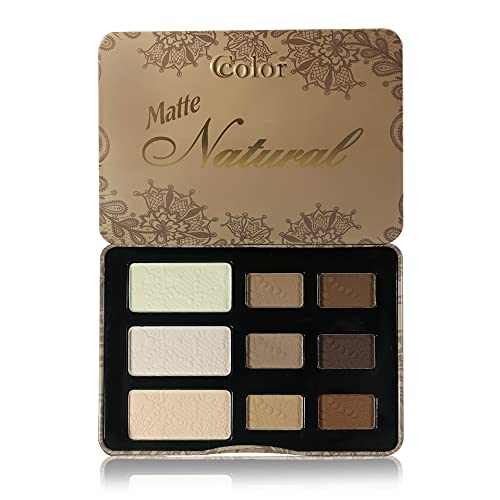 Ccolor Cosmetics - Matte Natural, 9-Color Eyeshadow Palette Matte Finish, Highly Pigmented Eye Shadow Makeup, Long-Wearing Eye Palette, Eye Makeup Kit with Easy-to-Blend Neutral Shades