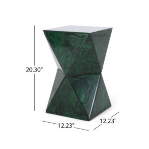 Christopher Knight Home Larry Tempered Glass Hourglass Side Table, Malachite Finish