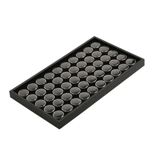 888 Display USA - 50 Black Foam Gem Jars Showcase with Black Stackable Display Tray