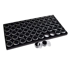 888 Display USA - 50 Black Foam Gem Jars Showcase with Black Stackable Display Tray