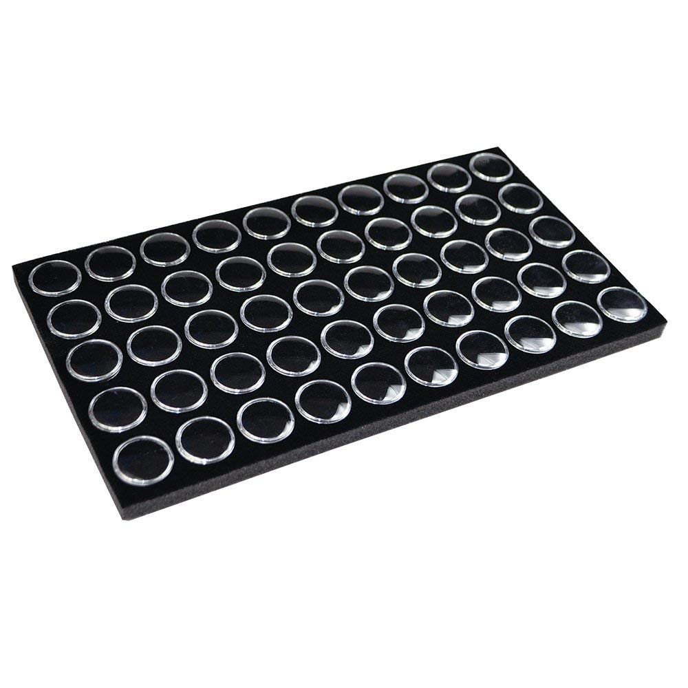 888 Display USA - 50 Black Foam Gem Jars Showcase with Black Stackable Display Tray