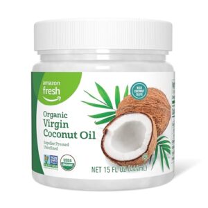 amazon fresh, organic virgin coconut oil, 15 fl oz (previously happy belly, packaging may vary)