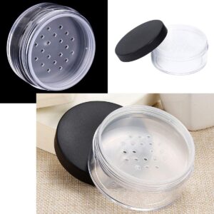 AKOAK Capacity 30 ml(1 oz) Empty Reusable Plastic Loose Powder Compact Container DIY Makeup Powder Case with Sifter and Lined Screw Lid,Pack of 4