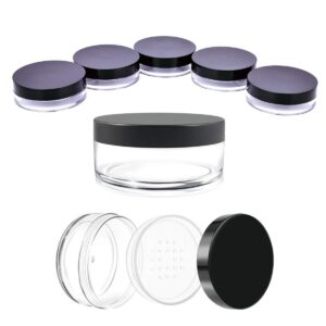 AKOAK Capacity 30 ml(1 oz) Empty Reusable Plastic Loose Powder Compact Container DIY Makeup Powder Case with Sifter and Lined Screw Lid,Pack of 4