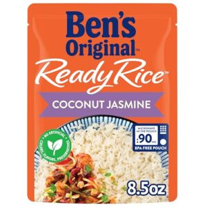 ben's original ready rice coconut jasmine flavored rice, easy dinner side, 8.5 oz pouch (pack of 12)