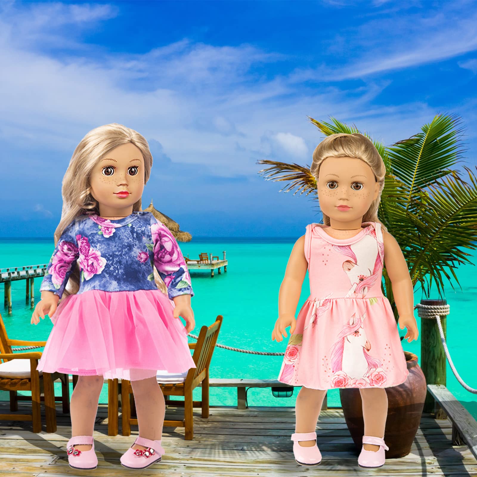 Ebuddy 18 Inch Doll Clothes Doll Accessories 10 Sets Fashion Doll Clothes and Accessories Fit for 18 inch Girl Doll,Most 18 Inch Dolls(No Doll)