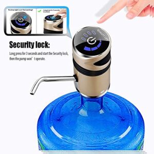 Water Pump for 5 Gallon Jug, Electric 5 Gallon Water Dispenser USB Charging Water Bottle Pump Universal Water Jug Dispenser with Child Lock and Automatic Off