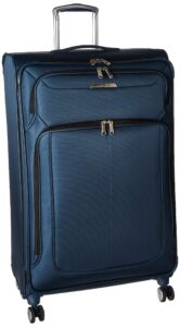 samsonite solyte dlx softside expandable luggage with spinner wheels, mediterranean blue, checked-large 29-inch