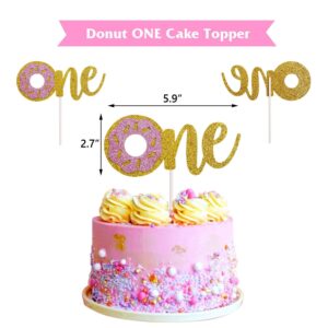 Vansolinne Donut 1st Birthday Party Decorations Kit, Sweet One High Chair Banner Donut Grow Up Photo Booth Props Party Supplies Cake Topper First Birthday Gifts and Souvenir for Baby Girl