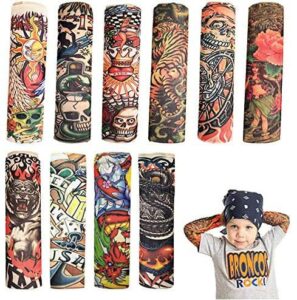 gtlzlz temporary tattoo sleeve for kids - 10pcs arts fake slip on arm sunscreen sleeves,uv sun protection cooling arm sleeves for kid child baby