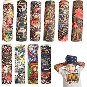 GTLZLZ Temporary Tattoo Sleeve for Kids - 10PCS Arts Fake Slip on Arm Sunscreen Sleeves,UV Sun Protection Cooling Arm Sleeves for Kid Child Baby