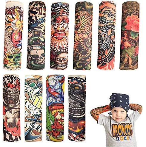 GTLZLZ Temporary Tattoo Sleeve for Kids - 10PCS Arts Fake Slip on Arm Sunscreen Sleeves,UV Sun Protection Cooling Arm Sleeves for Kid Child Baby