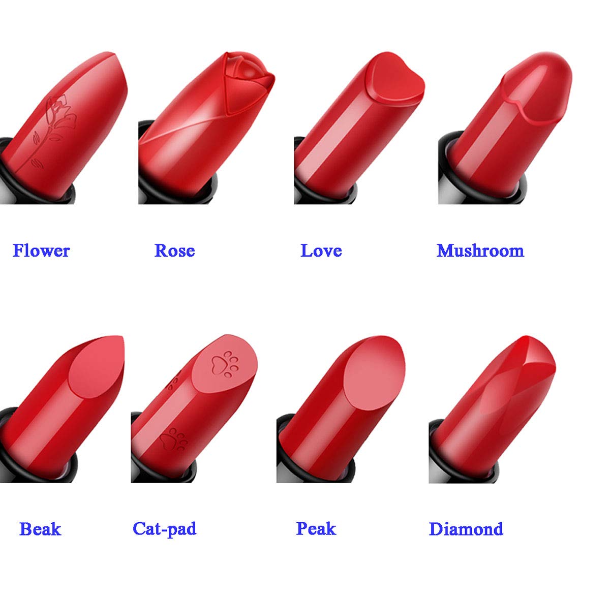 AKOAK 9 Pcs/Set Simple DIY Lipstick Mould,Creative and Lovely Various Shapes of Lipstick Making Mould for 12.1mm Lipstick Tube,Nail/Flower/Beak/Diamond