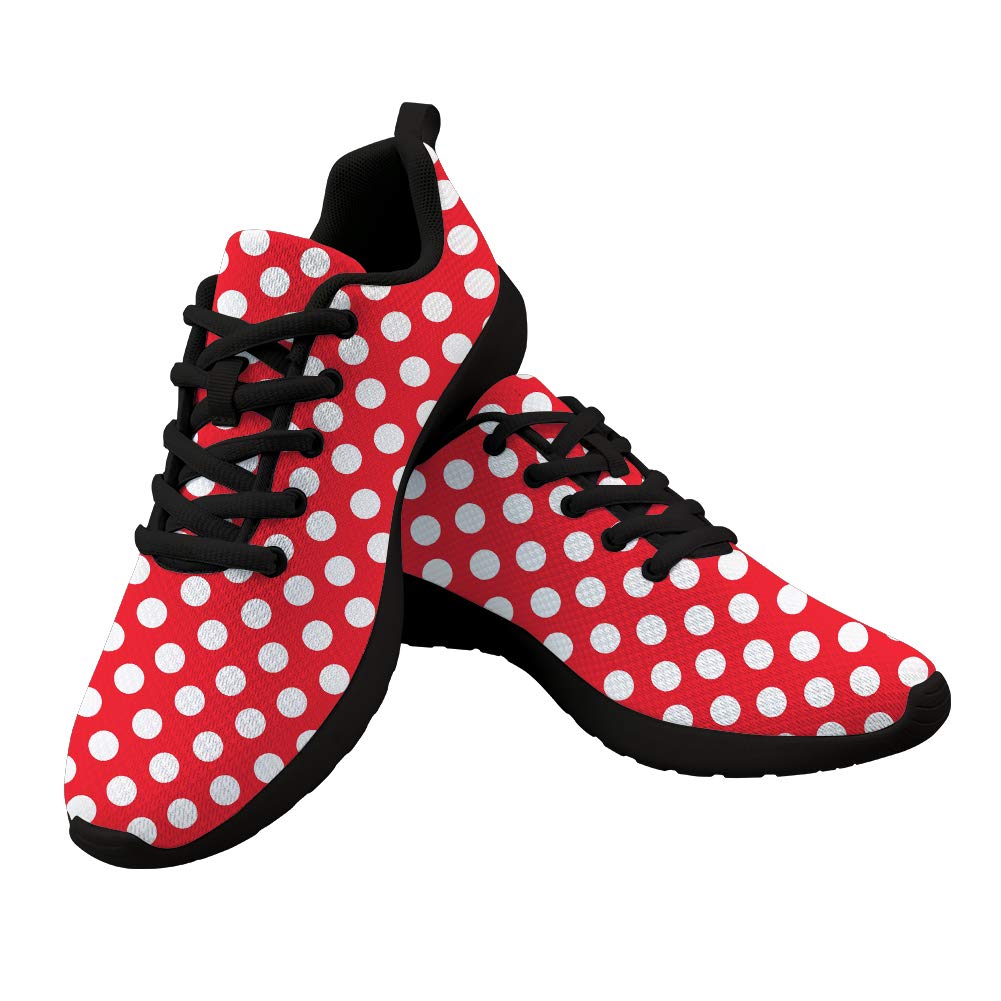 PinUp Angel Red Polka Dot Walking Shoes Breathable Sneakers Mesh Tennis Shoes for Women