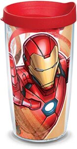 tervis marvel - iron man made in usa double walled insulated tumbler cup keeps drinks cold & hot, 16oz, iconic