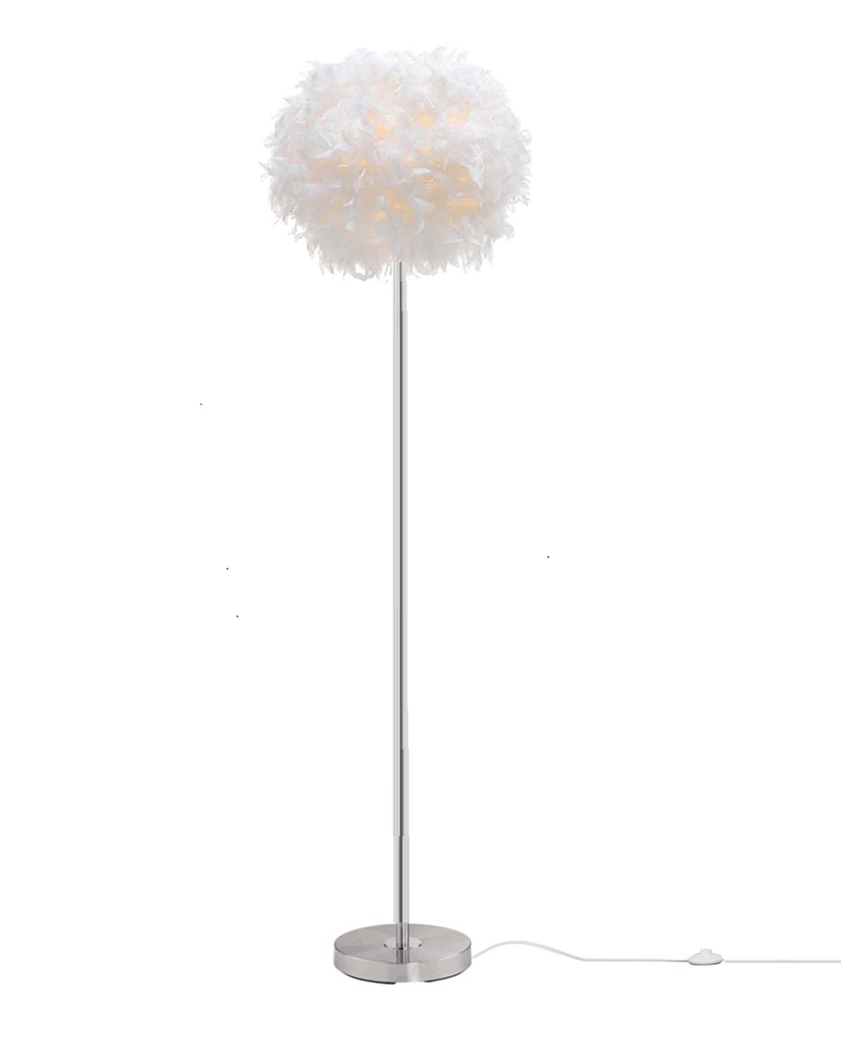 Surpars House Floor Lamp, Elegant White Feather Standing Lamp with On/Off Switch in Line