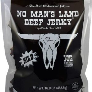 No Man’s Land MILD Beef Jerky High Protein Low Calorie Low Carb Beef Snack 16oz Bag