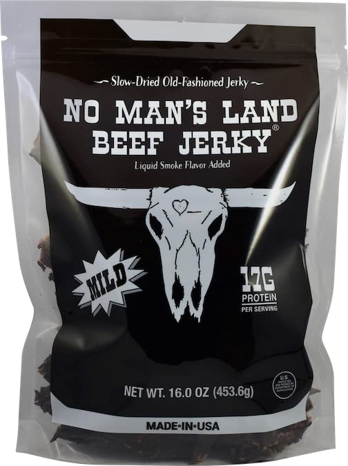 No Man’s Land MILD Beef Jerky High Protein Low Calorie Low Carb Beef Snack 16oz Bag