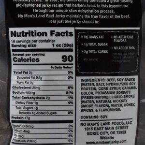 No Man’s Land MILD Beef Jerky High Protein Low Calorie Low Carb Beef Snack 16oz Bag