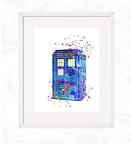 Tardis time machine Prints, Doctor Who Watercolor, Nursery Wall Poster, Holiday Gift, Kids and Children Artworks, Digital Illustration Art