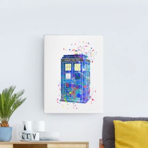 Tardis time machine Prints, Doctor Who Watercolor, Nursery Wall Poster, Holiday Gift, Kids and Children Artworks, Digital Illustration Art