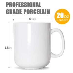 Smilatte 20 OZ Large Coffee Mug, M016 Plain Ceramic Boss Big Tea Cup with Handle for Dad Men, White