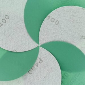 Dura-Gold Premium 5" Green Film Sanding Discs - 400 Grit (Box of 50) - Hook & Loop Backing Sandpaper Discs for DA Sanders, Finishing Fine Cut Abrasive - Sand Automotive Car Paint, Woodworking Wood