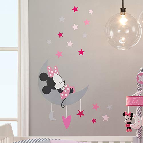 Lambs & Ivy Disney Baby Minnie Mouse Celestial Wall Decals, Pink/Gray