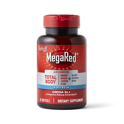 MegaRed Omega-3 Blend Total Body + Refresh 500mg Softgels, (65 Count in a Bottle), Easily Absorbed Krill Oil, to Support Your Heart, Joints, Brain & Eyes