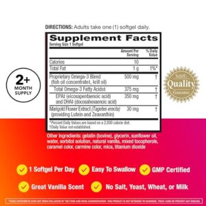 MegaRed Omega-3 Blend Total Body + Refresh 500mg Softgels, (65 Count in a Bottle), Easily Absorbed Krill Oil, to Support Your Heart, Joints, Brain & Eyes